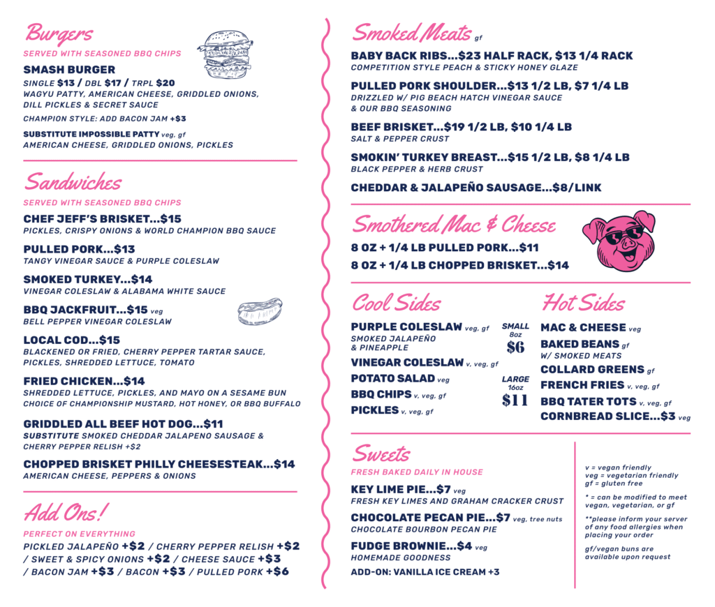 Pig Beach BBQ Menu, Craft Beer & Cocktails | PKL Boston